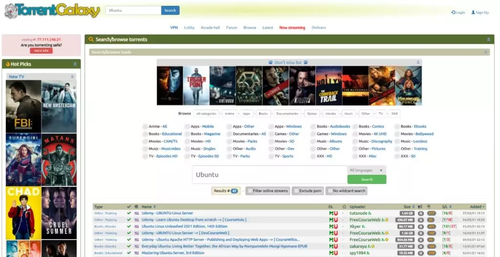 Los mejores sitios de torrents Torrent GAlaxy