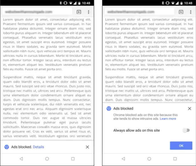 Google Chrome Reklam Bloklayıcısı Android