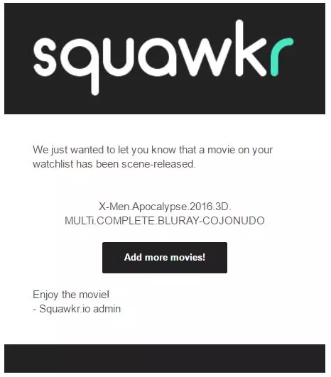 notificação de filme sqawkr