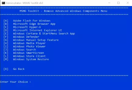 Windows 10 အဆင့်မြင့် Windows အစိတ်အပိုင်းများကို ဖယ်ရှားပါ။