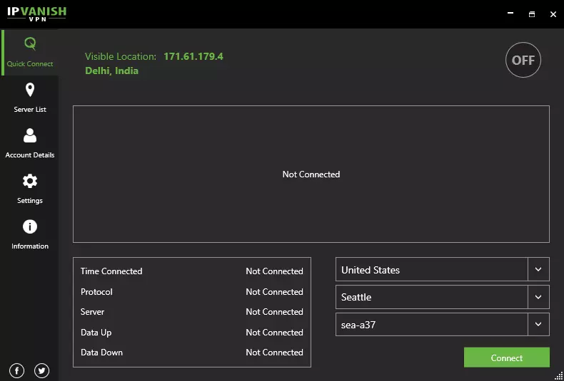 IPVanish iloiloga dashboard