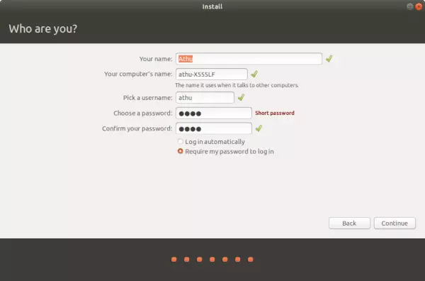 Hoe Ubuntu 18.10 Cosmic Cuttlefish te installeren Gebruikersnaam en wachtwoord