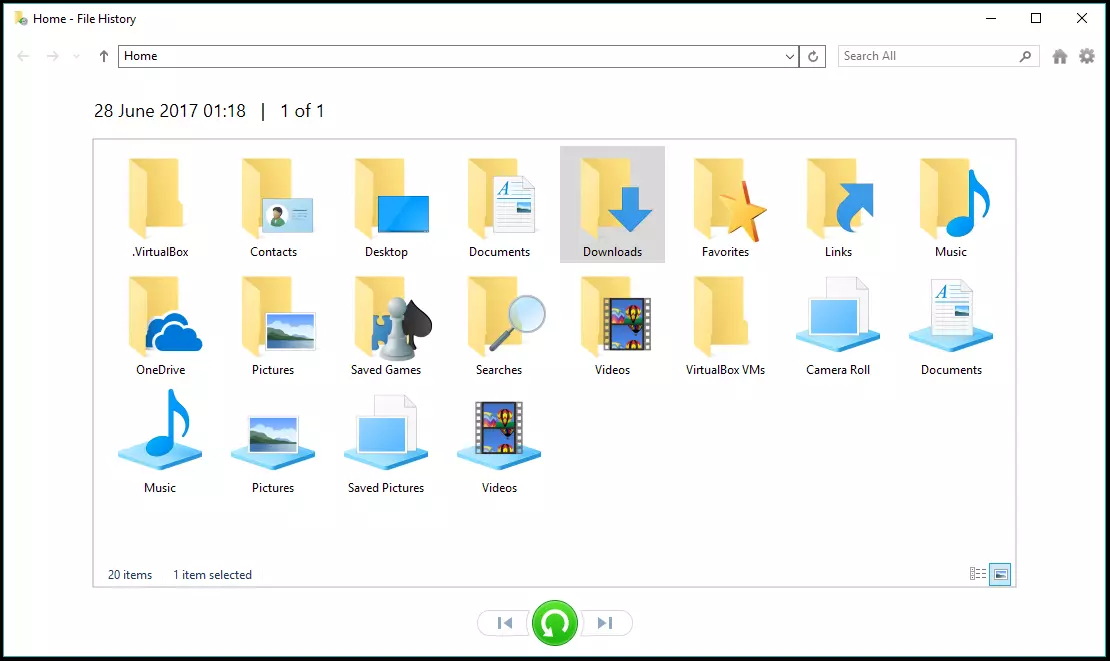 Historial de archivos de Windows FH6