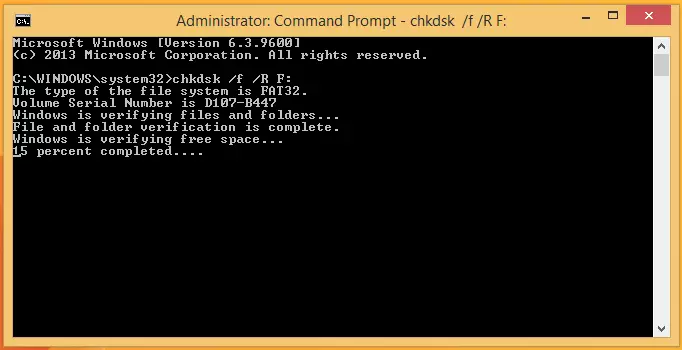 chkdsk ترقي