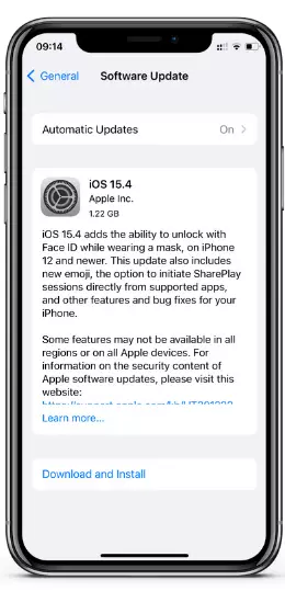 diweddariad iOS 15.4