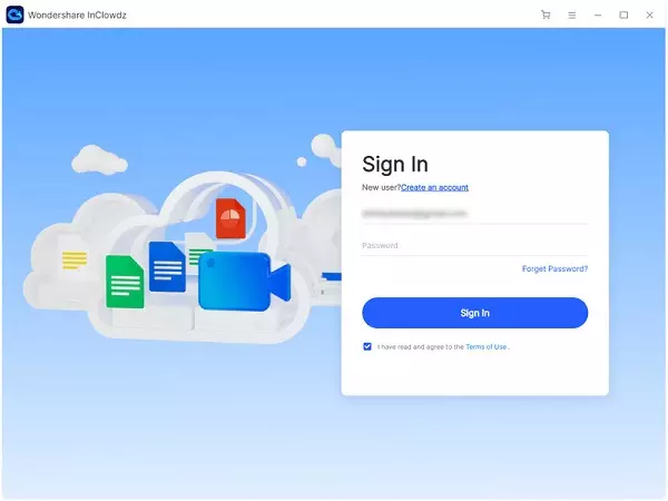 Wondershare InClowdz-এ সাইন ইন করুন