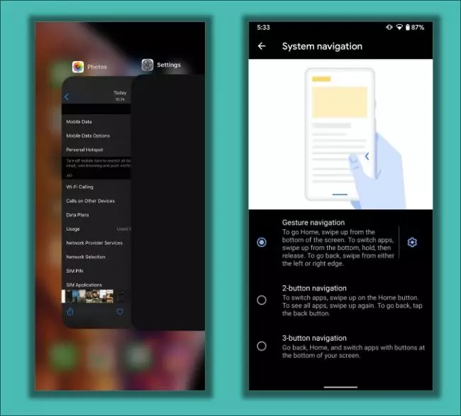 Taybetmendiyên Android 10 Jixwe li ser Navîgasyona Geştê ya iPhone 2-ê