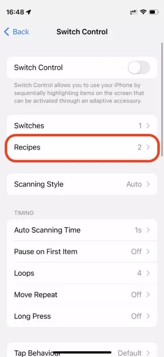 Поставете рецепти на Switch control во iPhone-3