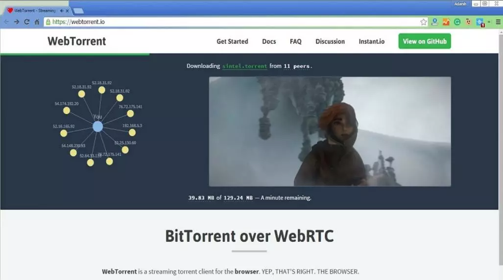 WebTorrent - An Chéad Chliant BitTorrent ar Domhan Do Do Bhrabhsálaí Gréasáin, Scríofa i JavaScript
