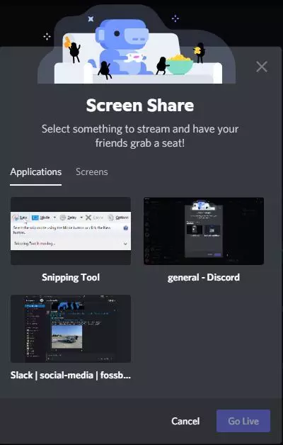 discord screen မျှဝေခြင်း။