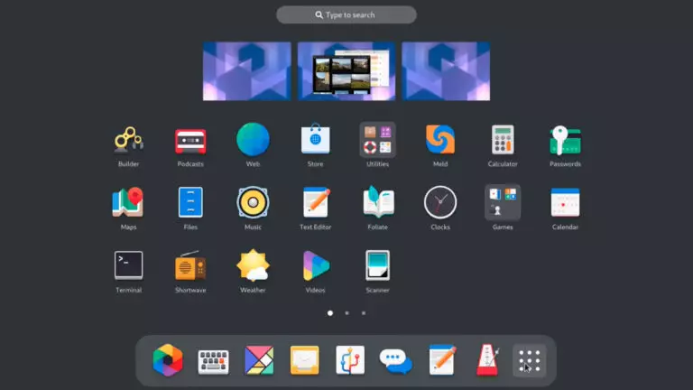 GNOME 40 Si loo rogo goobta shaqada, Hanuuninta Boga Grid ee Horizontal