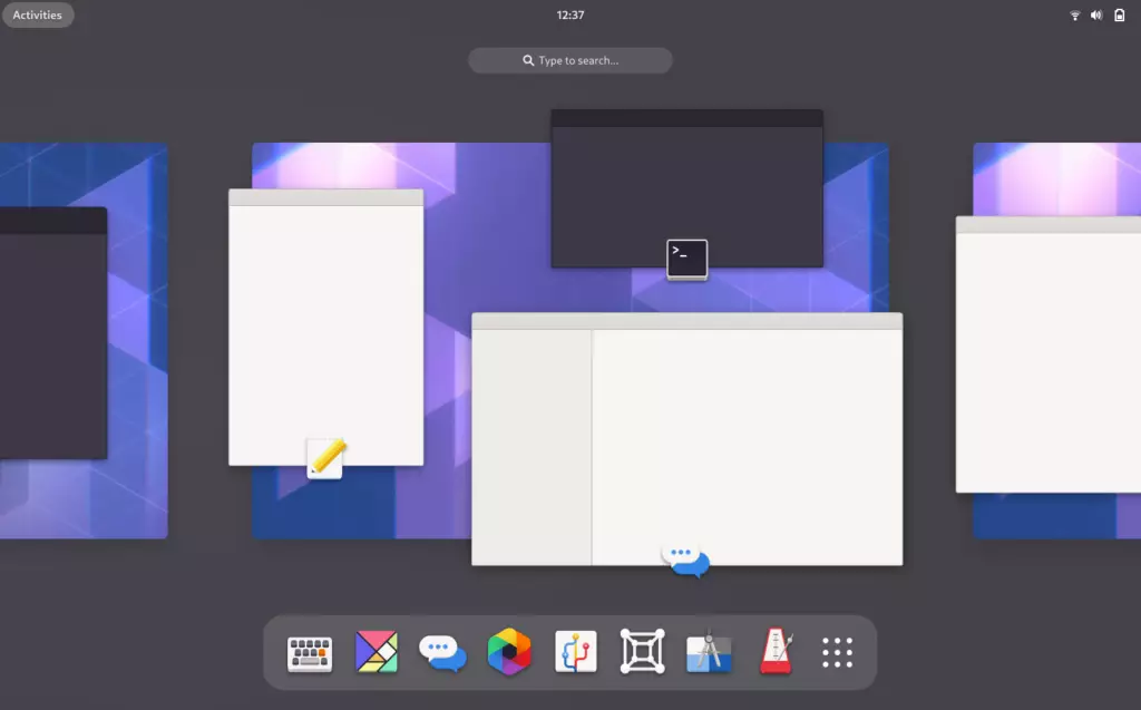 Prezentare generală a activităților reproiectate Mockup pentru GNOME 40