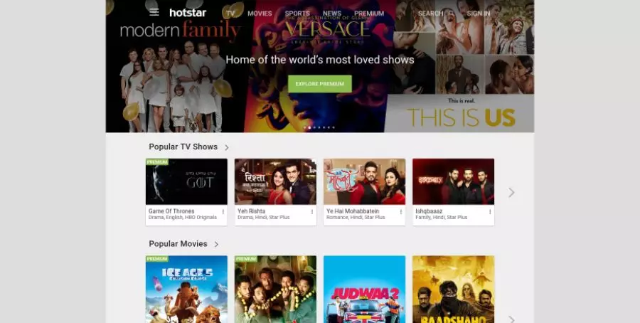 Энэтхэгийн шилдэг дамжуулалтын үйлчилгээ 3 Hotstar