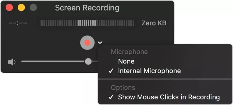 Εγγραφή οθόνης macOS του Quicktime player