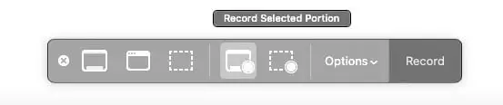 Εγγραφή οθόνης mac Επιλεγμένο τμήμα