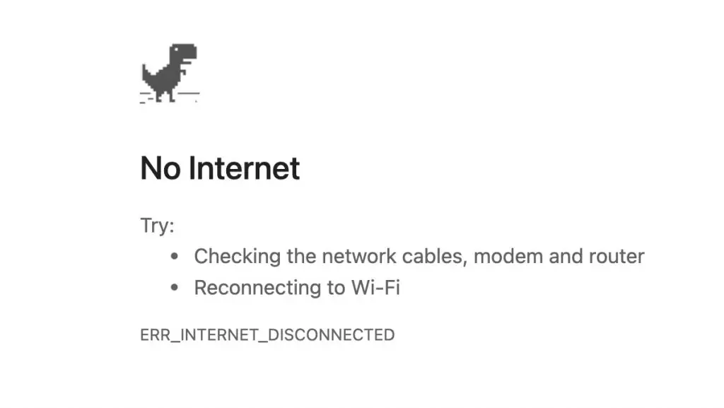 Internett-avslutning - Ingen internettforbindelse på Chrome