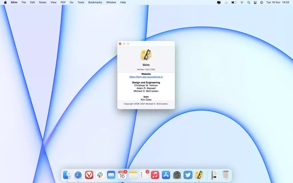 Mac жүйесіне арналған Skim PDF оқу құралы
