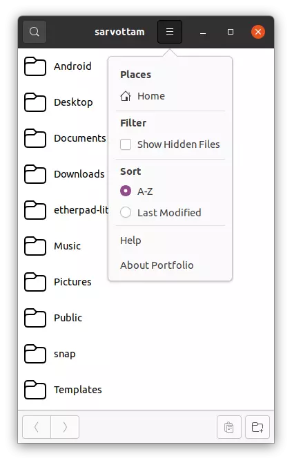 Portfolio Datei Manager - Verstoppt Dateien weisen
