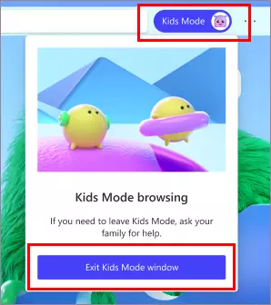 Slökkva á MS Edge Kids Mode