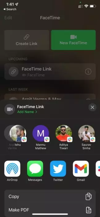 Facetime link deli