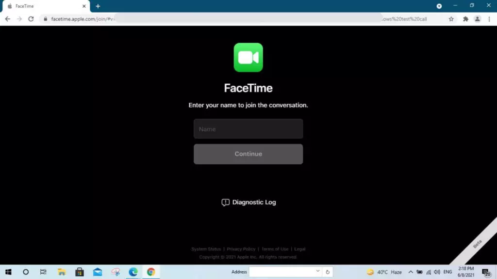 Facetime za Windows in Android dodaj ime