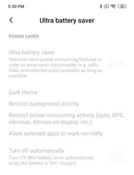 Λειτουργία Ultra Power Saving MIUI 11