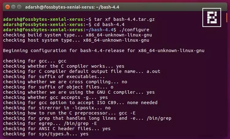 bash-4-4-compile-build کیسے انسٹال کریں۔