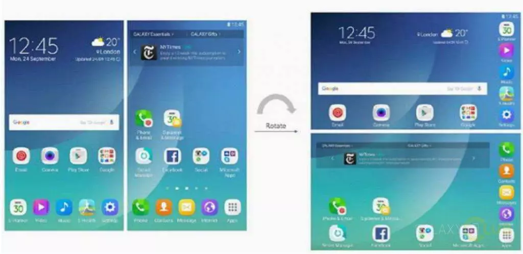 Ndërfaqja e patentës e telefonit të palosshëm Samsung