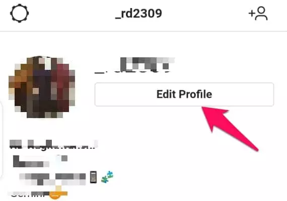 érintse meg az Instagram profil szerkesztése gombot
