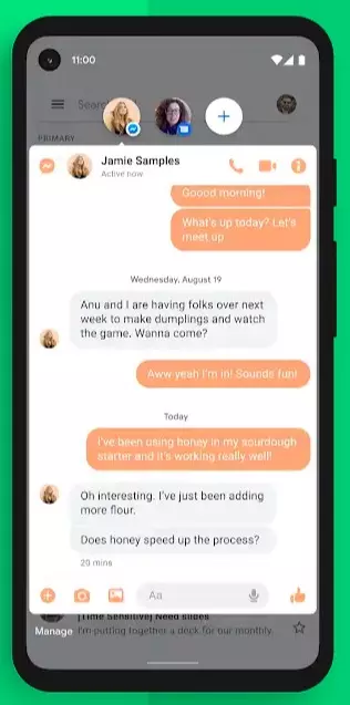 Android 11 փուչիկների զրույց