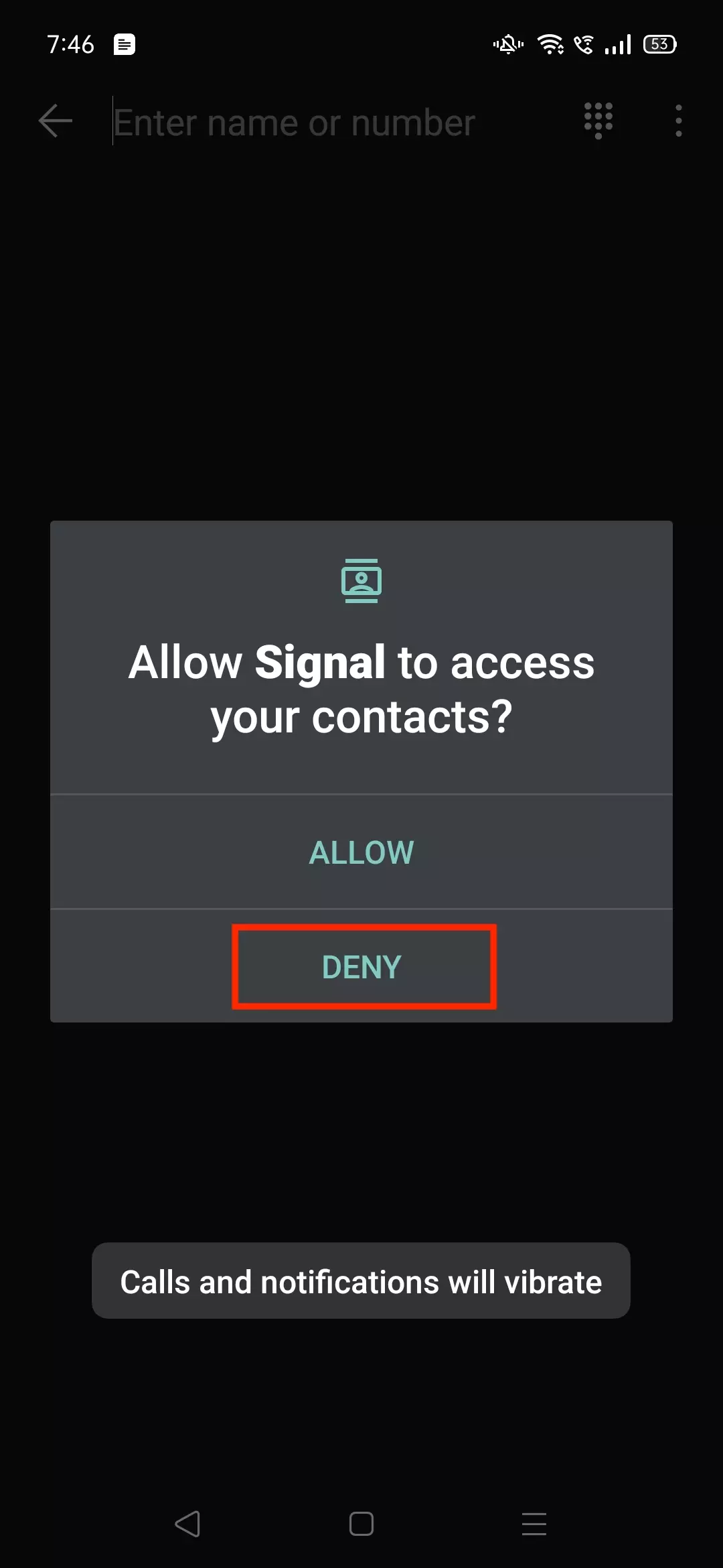 Signal za uskraćivanje kontakata za android