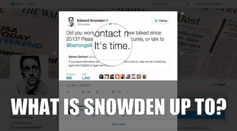 "WAKTUNYA" - Edward Snowden Nembé Ngaluarkeun Peringatan Misterius Dina Twitter