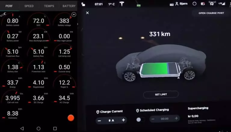 Proba de descarga da batería de Tesla Model 3