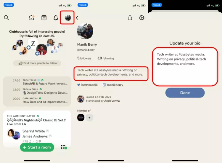 Kiat dan trik Clubhouse- Perbarui bio Clubhouse