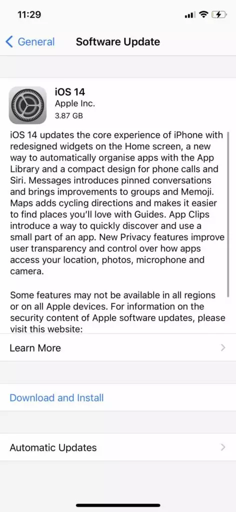Nganyari stabil iOS 14 diluncurake