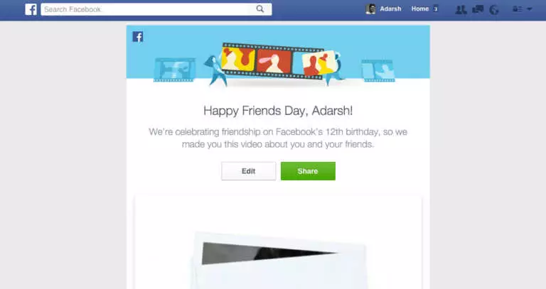 facebook ఫ్రెండ్స్ డే వీడియో