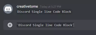 Bloques de código Discord de una sola línea