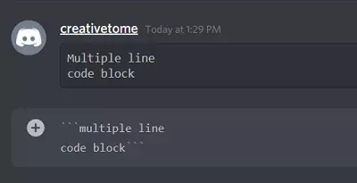 လိုင်းများစွာ Discord Code Blocks