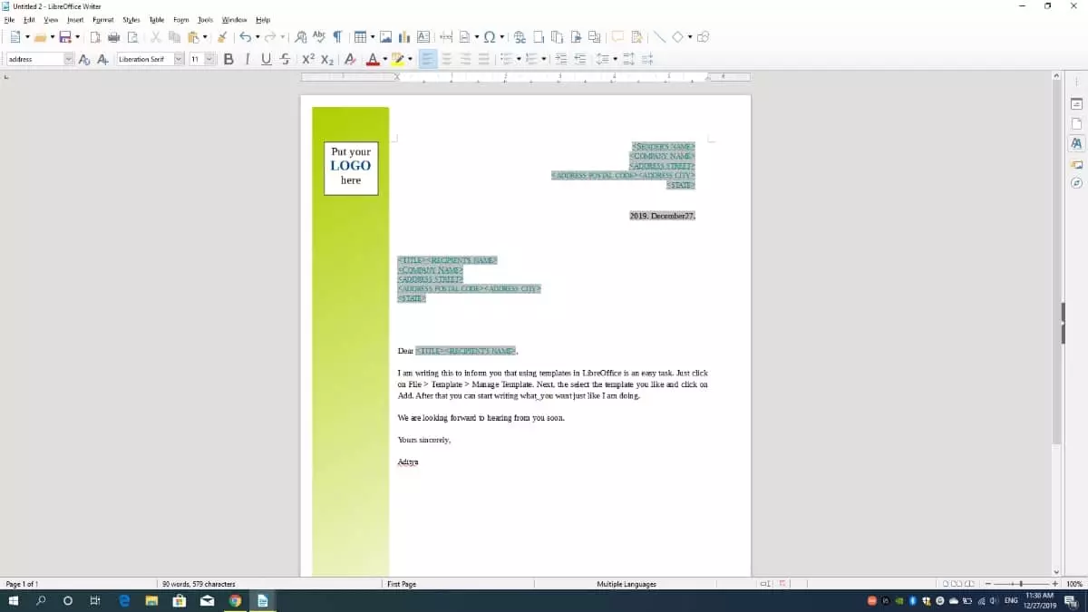Альтэрнатыўны варыянт LibreOffice Writer для Microsoft Word