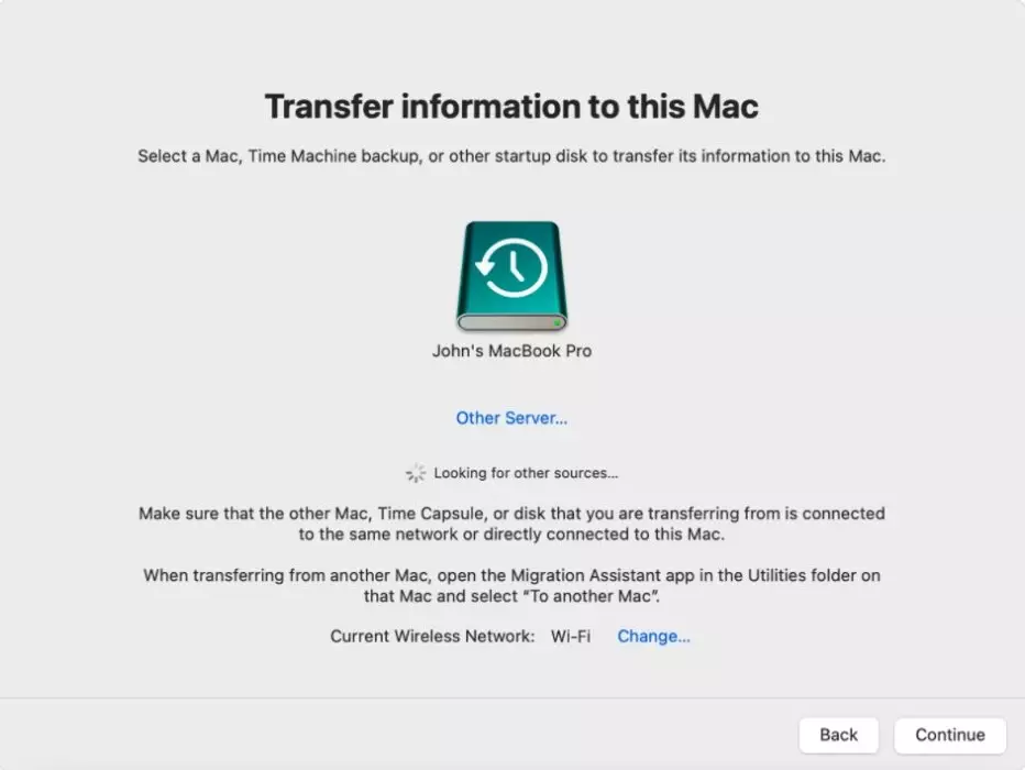 Reinstalu macOS per Time Machine