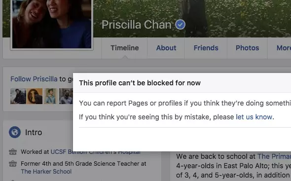 Priscilla chan nevar bloķēt Facebook