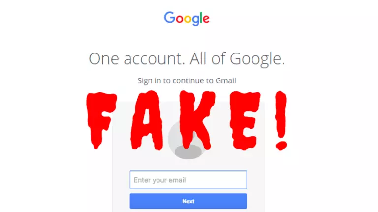 虚假的 Gmail 网络钓鱼网址