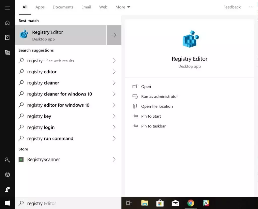 Registry Editor a Windows 10