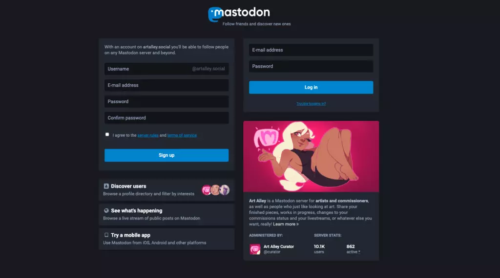 Procés d'inscripció a Mastodon