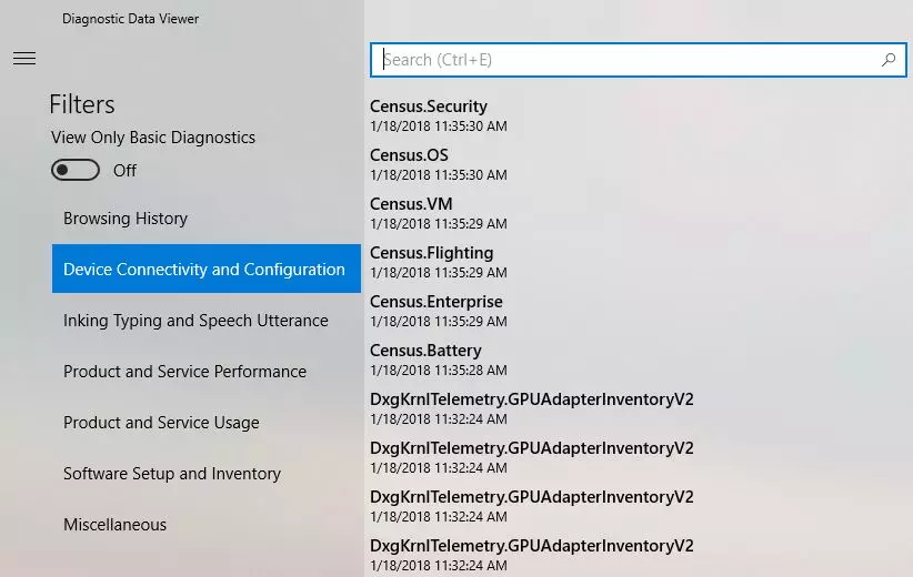 Windows 10 I-Diagnostic Data Viewer 2