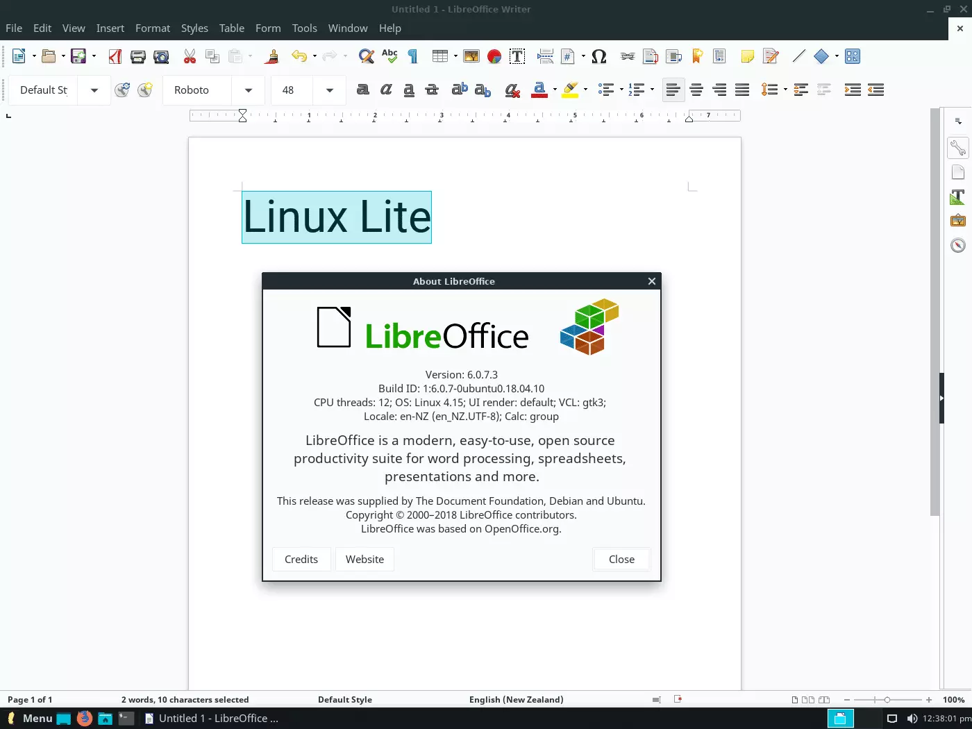 linux lite libreoffice