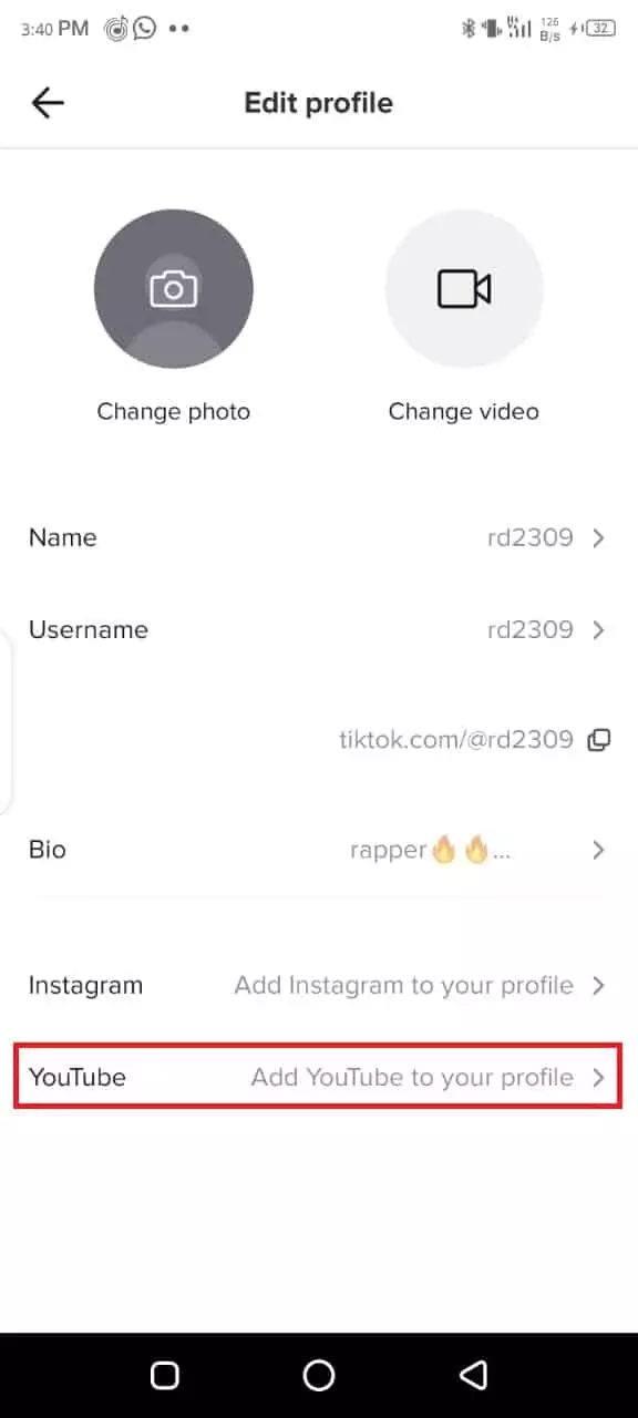 پیوند اکانت یوتیوب به tiktok