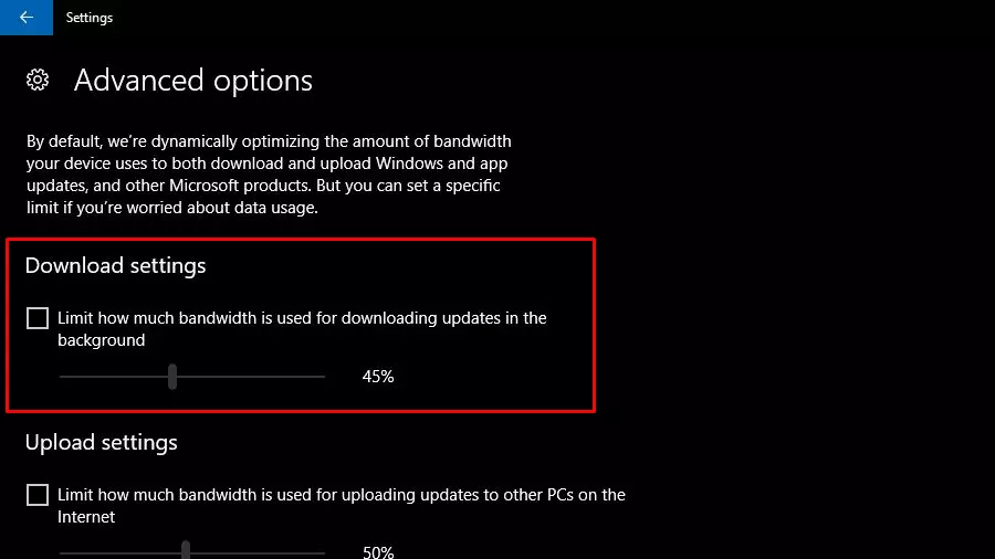 Windows 10-ն ավելացնում է թաքնված «Ներբեռնման արագության սահմանափակիչ» Windows-ի թարմացումների համար
