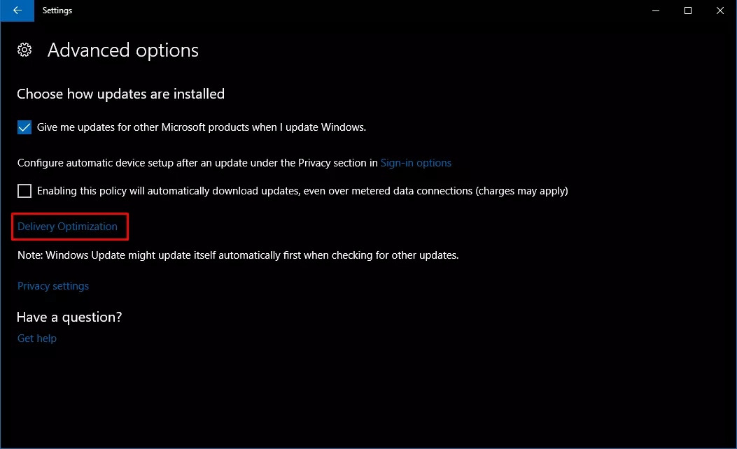 Վերահսկել թողունակությունը Windows Update 3