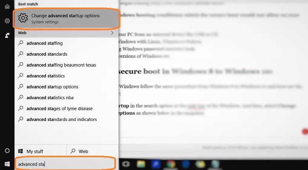 Windows 10-ൽ വിപുലമായ സ്റ്റാർട്ടപ്പ് ഓപ്ഷൻ